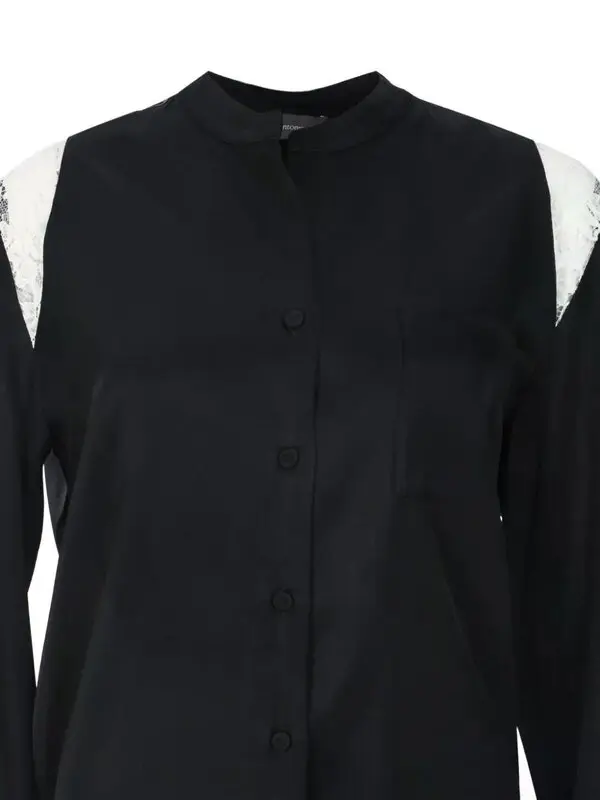 Lorena Antoniazzi Long Sleeve Band Collar Shirt With Lace Detail