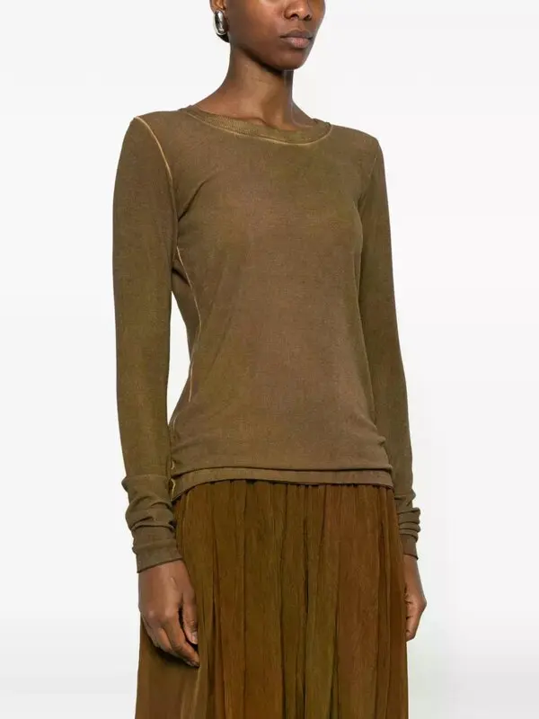 UMA WANG Crewneck Ribbed Knit Top