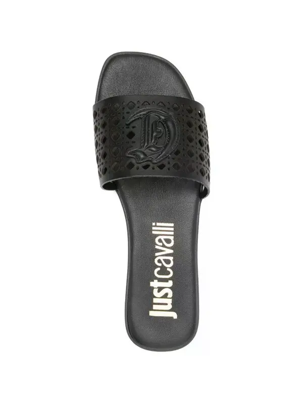 Just Cavalli Cutout Logo Detail Sandals - Black