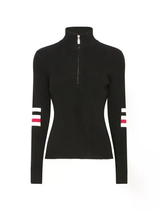 IZAAK AZANEI Triple-stripe Half-zip Mock Neck Sweater
