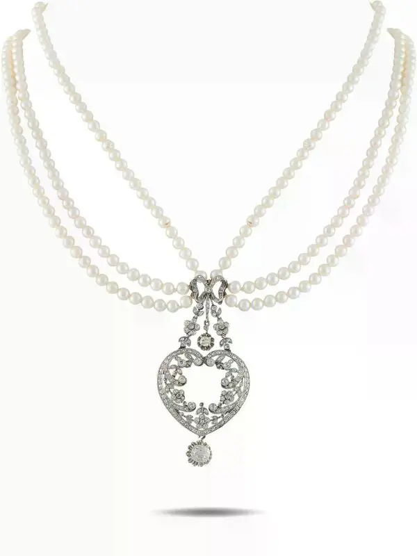 LB EXCLUSIVE Platinum Diamond-embellished Pendant Pearl Necklace - Silver