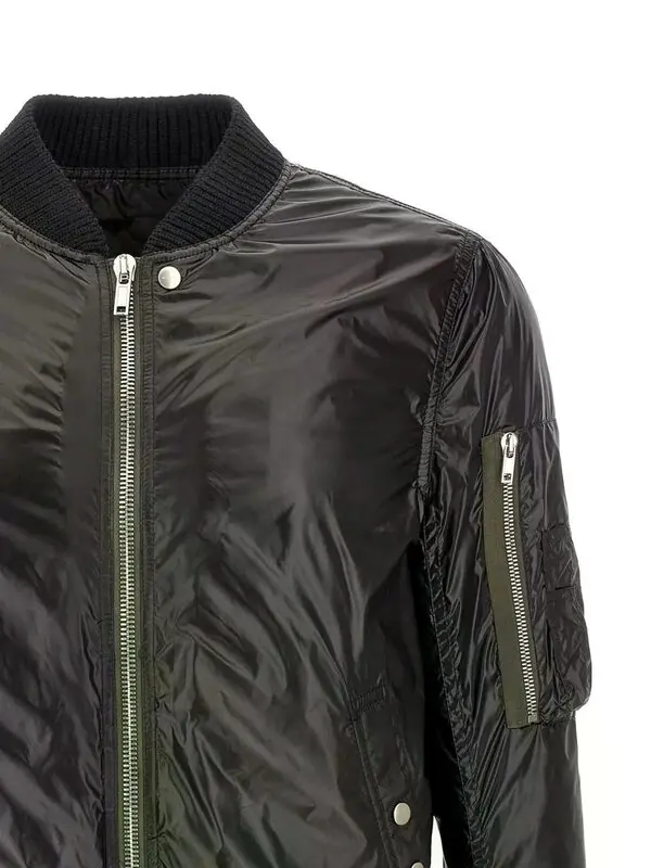 Rick Owens Classic Flight Bomber Jacket With Ribbed Knit Details