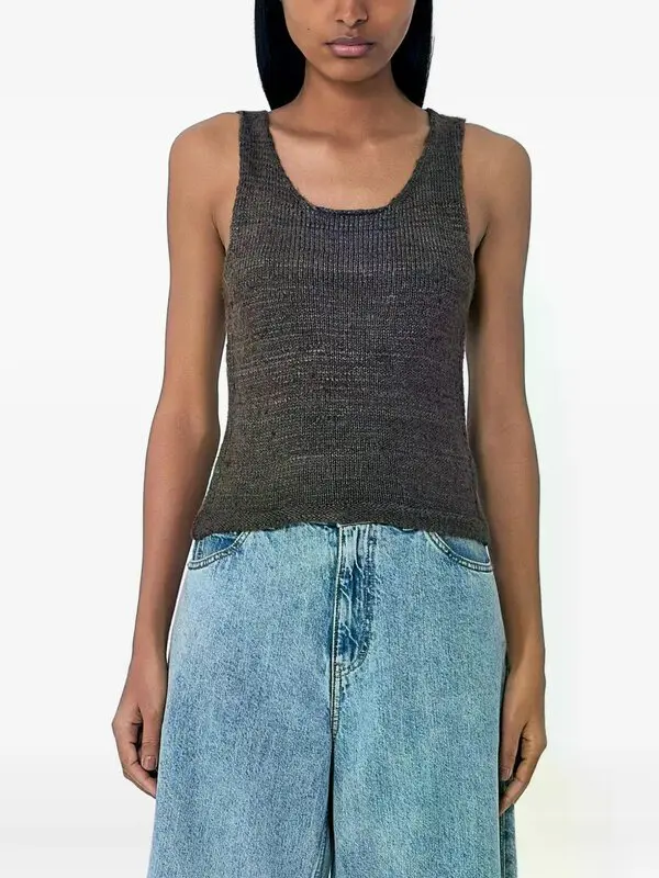 Our Legacy Ribbed Knit Scoop Neck Tank Top - Brown