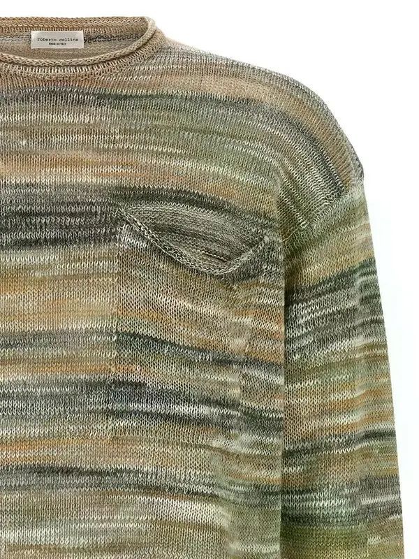 ROBERTO COLLINA Striped Crew Neck Sweater