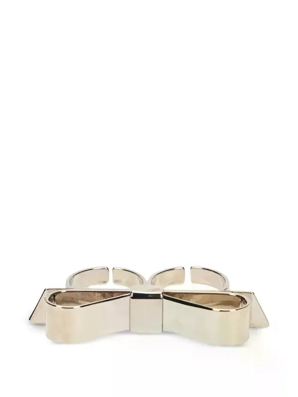 Red Valentino Tone Bow Detail Two Finger Ring - Silver