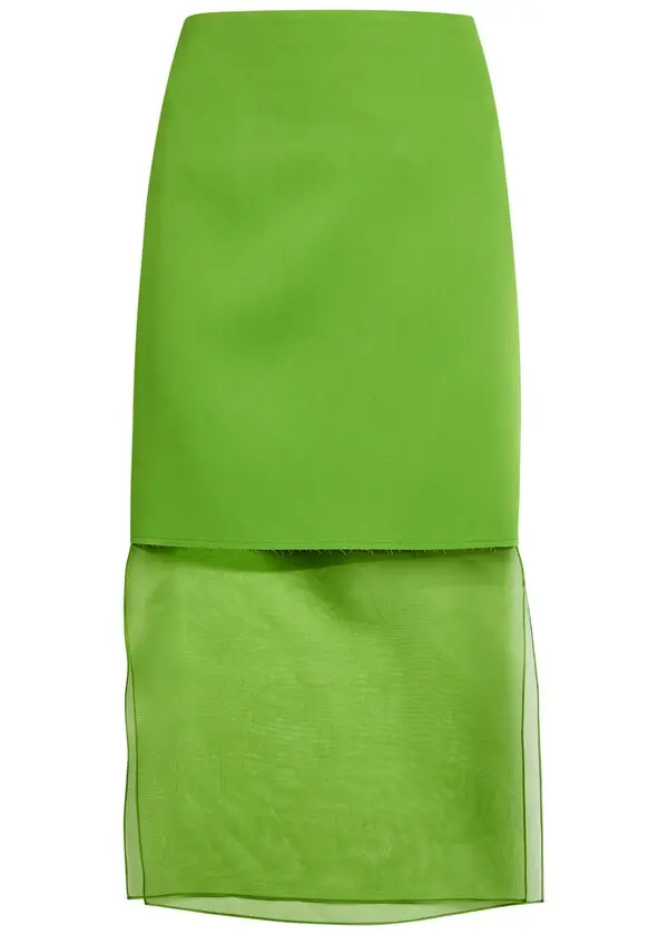 Khaite Sybil Layered Effect Satin Skirt - Green