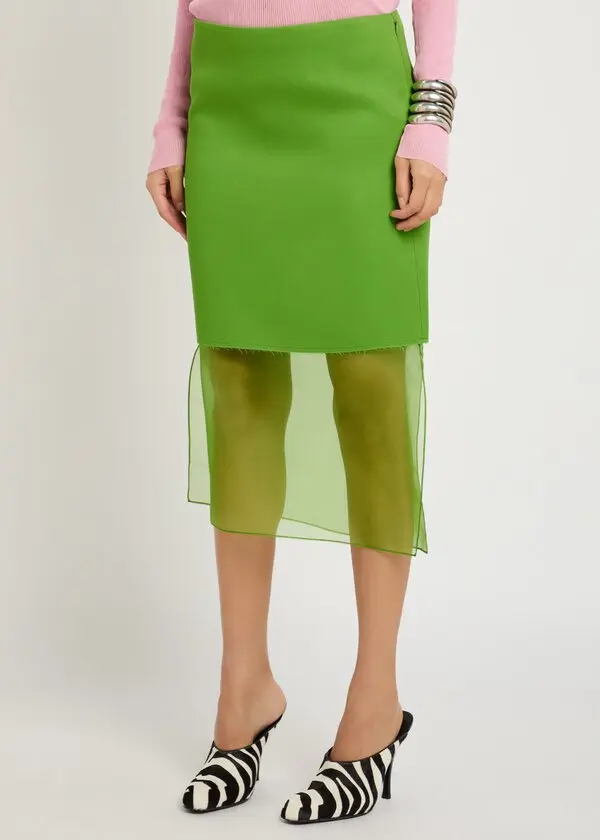Khaite Sybil Layered Effect Satin Skirt - Green