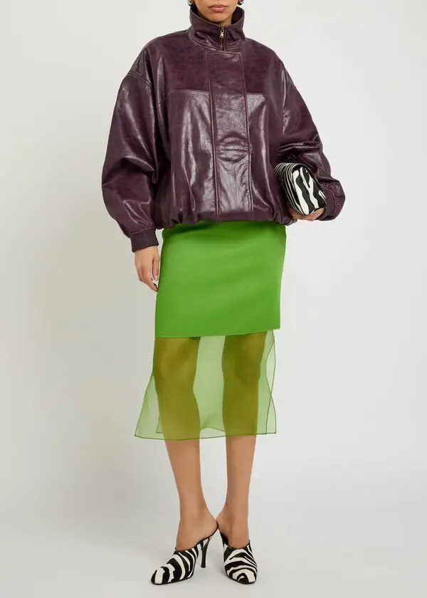Khaite Sybil Layered Effect Satin Skirt - Green