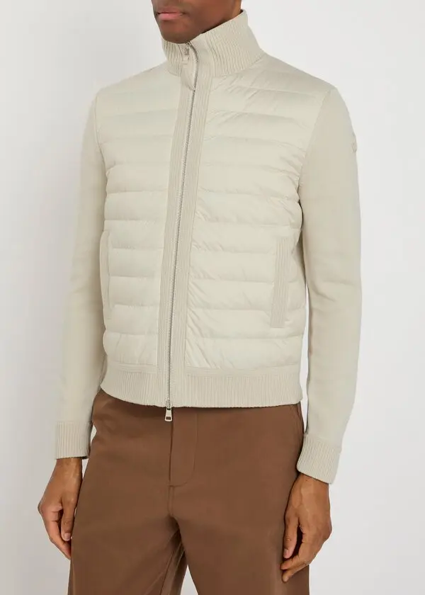 Moncler Quilted Wool And Shell Jacket - White