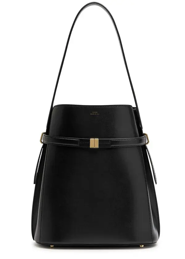 TOTEME Belted Leather Bucket Bag - Black