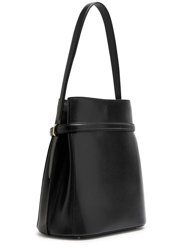 TOTEME Belted Leather Bucket Bag - Black