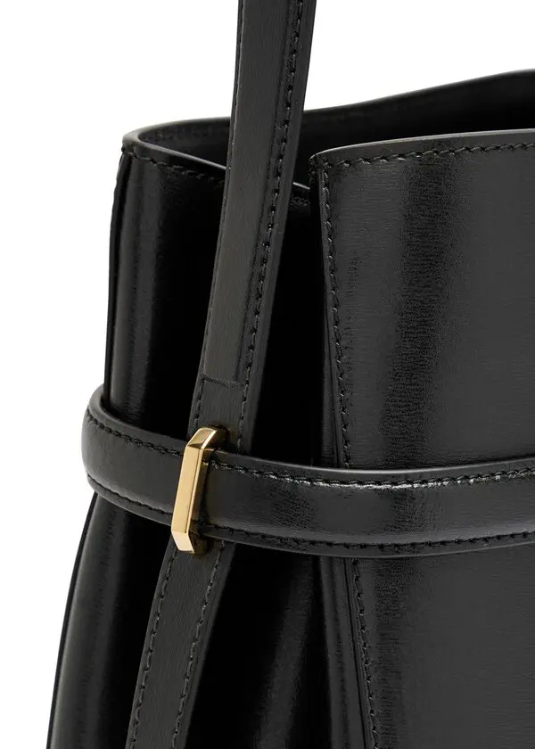 TOTEME Belted Leather Bucket Bag - Black