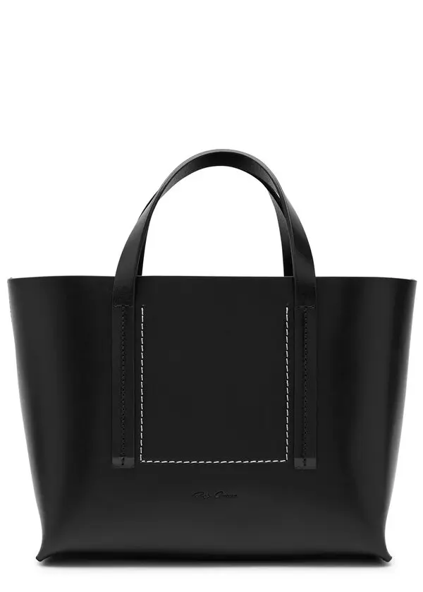 Rick Owens Small Leather Shopper Tote Bag - Black