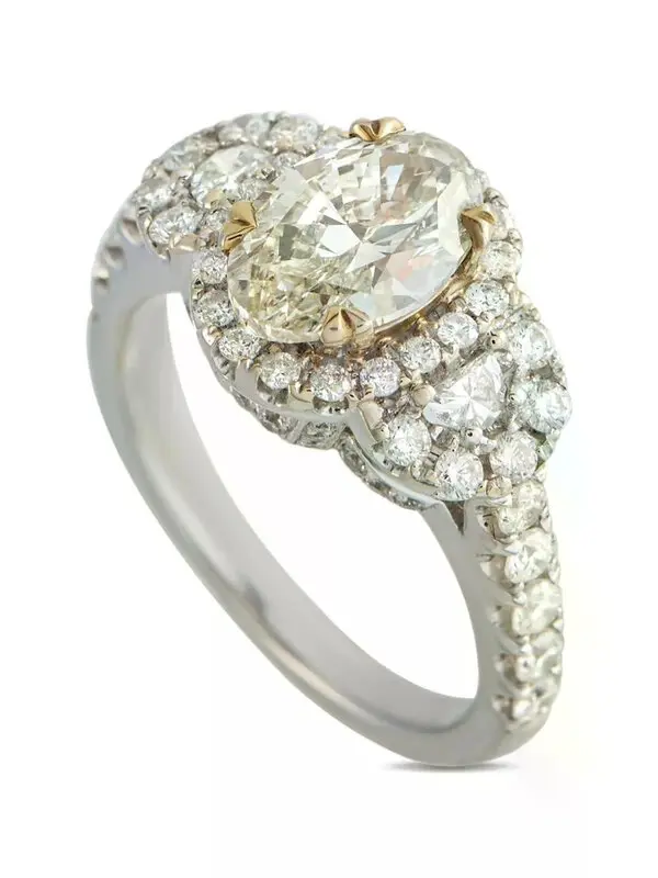 LB EXCLUSIVE 18k White Gold Diamond Halo Ring - Silver