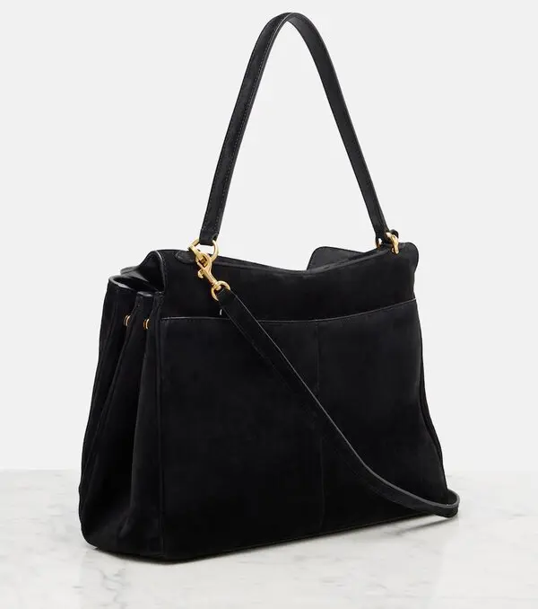 Balenciaga Rodeo Medium Suede Shoulder Bag - Black