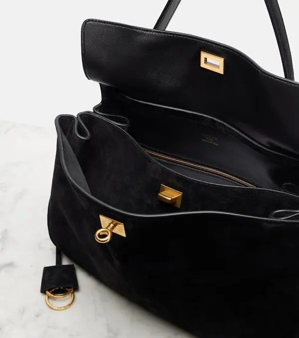 Balenciaga Rodeo Medium Suede Shoulder Bag - Black
