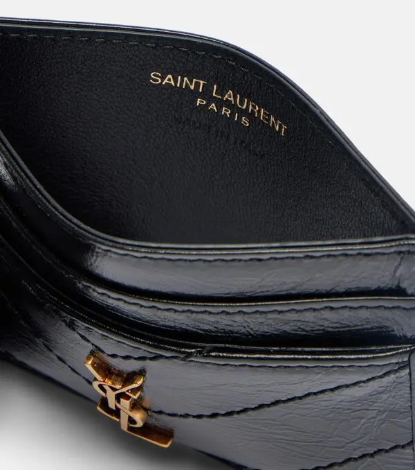 Saint Laurent Niki Patent Leather Card Holder - Black