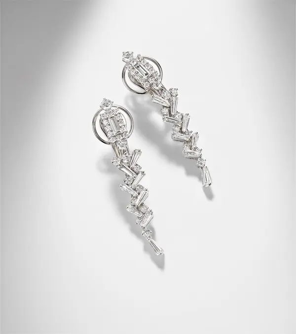 Yeprem 18kt White Gold Diamond Drop Earrings