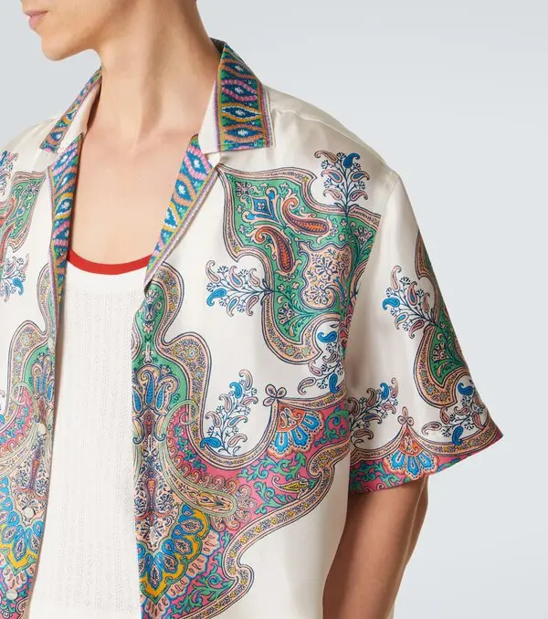 Etro Paisley Silk Twill Bowling Shirt