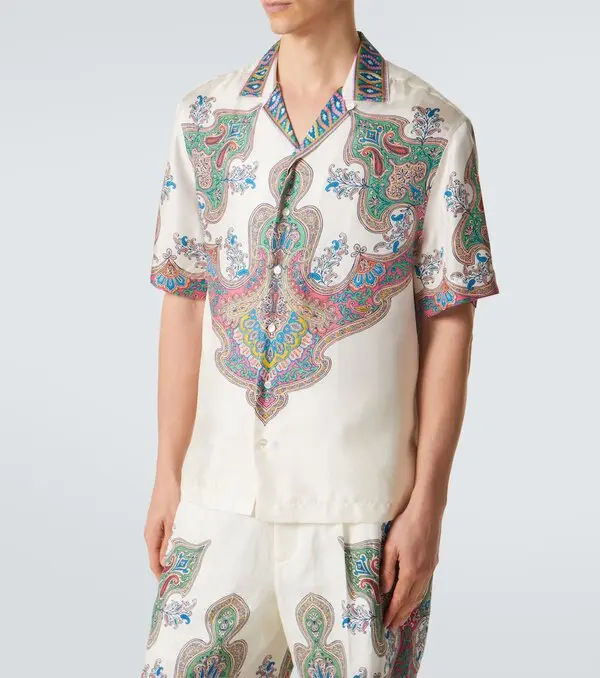 Etro Paisley Silk Twill Bowling Shirt