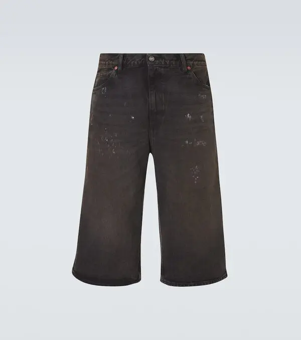 Our Legacy Capri Cut Distressed Denim Shorts - Black