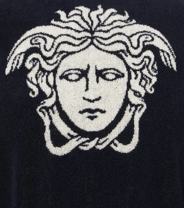 Versace Medusa Jacquard Cotton Terry Bathrobe - Blue