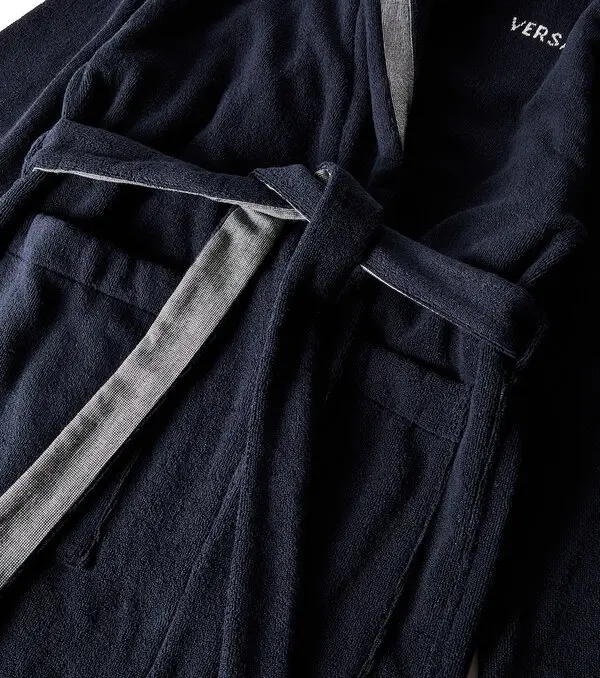 Versace Medusa Jacquard Cotton Terry Bathrobe - Blue