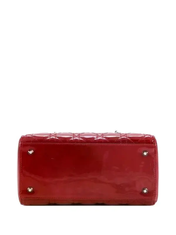 Dior Lady Bag Cannage Quilt Patent Medium Satchel - Red