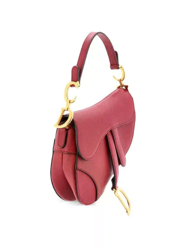 Dior Saddle Handbag Leather Mini Shoulder Bag - Red