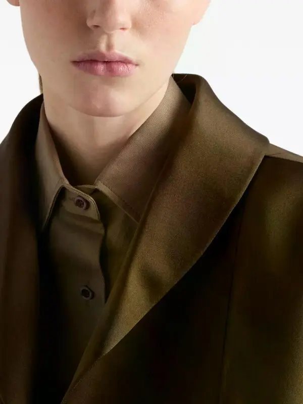 Prada Single-breasted Double Satin Coat - Brown