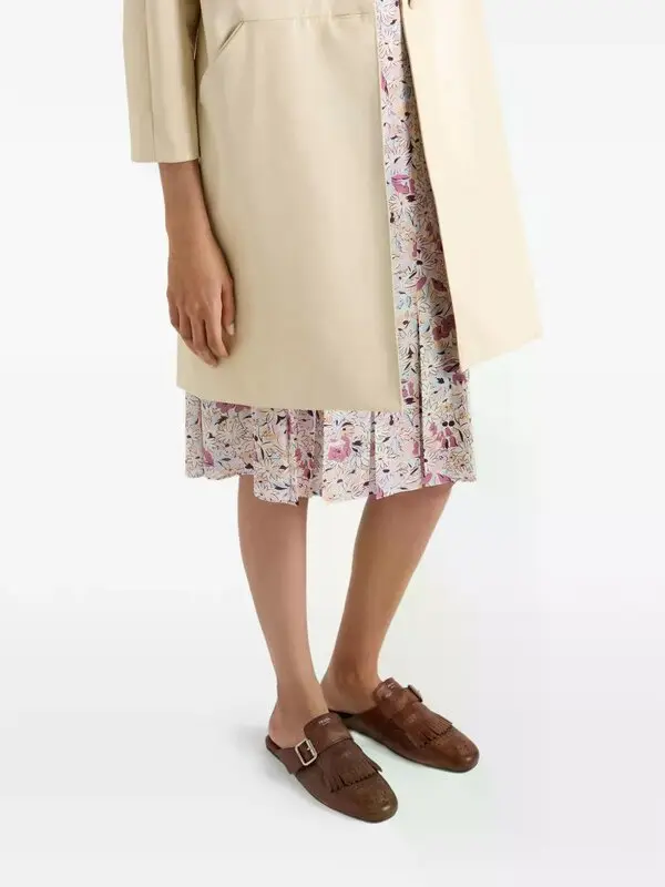 Prada Floral-print Georgette Dress With Scarf - Neutrals