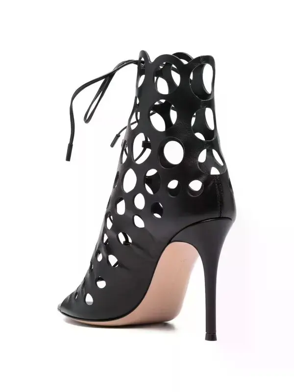 GIANVITO ROSSI Cutout Lace-up Sandals - Black