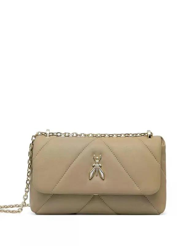 Patrizia Pepe Padded Quilted Cross Body Bag With Chain Strap - Neutrals