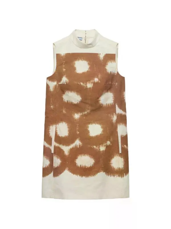 Prada Printed Canvas Mini Dress - Brown