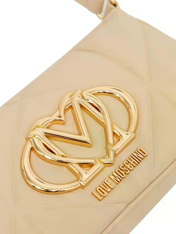 Moschino Quilted Logo Plaque Tote Bag - Neutrals