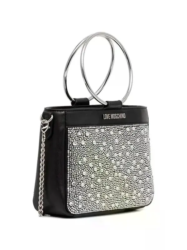Moschino Rhinestone Embellished Ring Handle Tote Bag