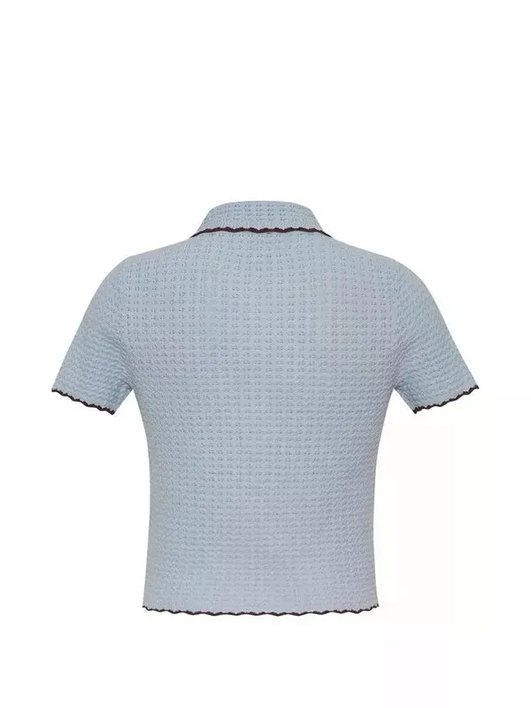 Cara Cara Melody Tipped Knitted Polo Top - Blue