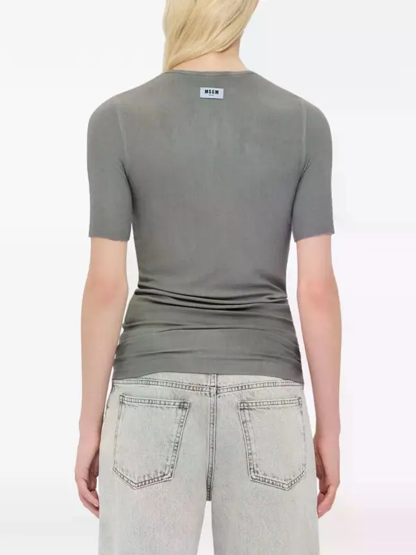 MSGM Crew Neck T-shirt With Logo Patch
