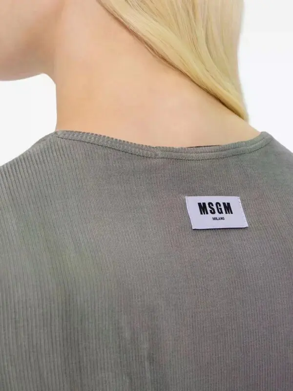 MSGM Crew Neck T-shirt With Logo Patch