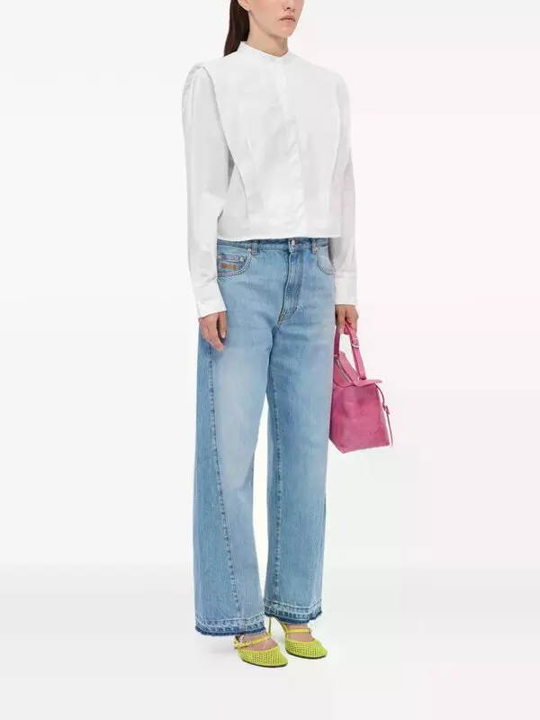 MSGM Lace Panel Cropped Shirt