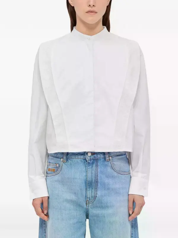 MSGM Lace Panel Cropped Shirt