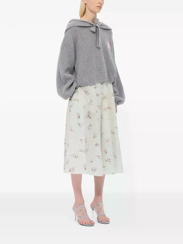 MSGM Floral Print Midi Pleated Skirt