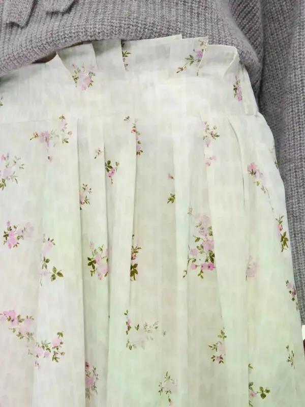 MSGM Floral Print Midi Pleated Skirt