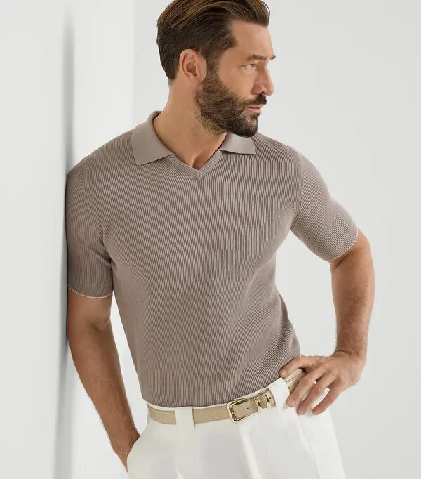 Brunello Cucinelli Cotton Polo Sweater - Brown