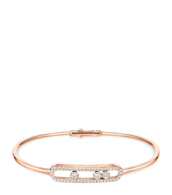 Messika Move Classique Bangle In Pink Gold And Diamonds - Rose Gold