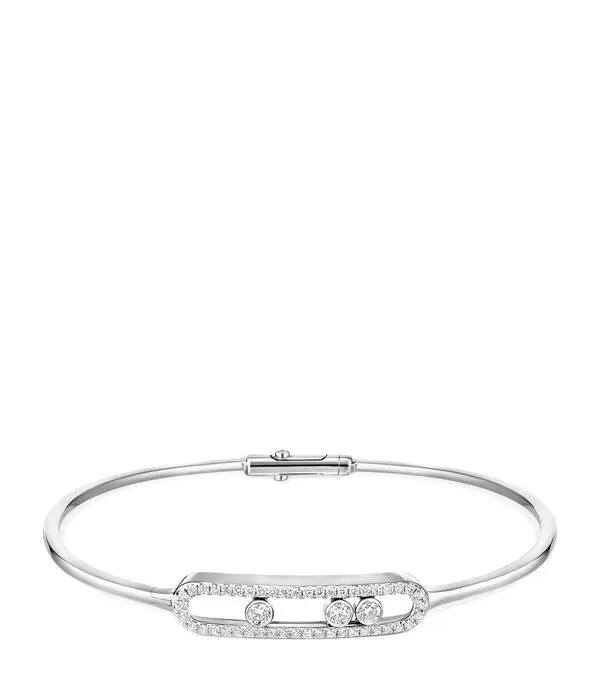 Messika Move Classique Pavé Diamond Bangle In White Gold - Silver