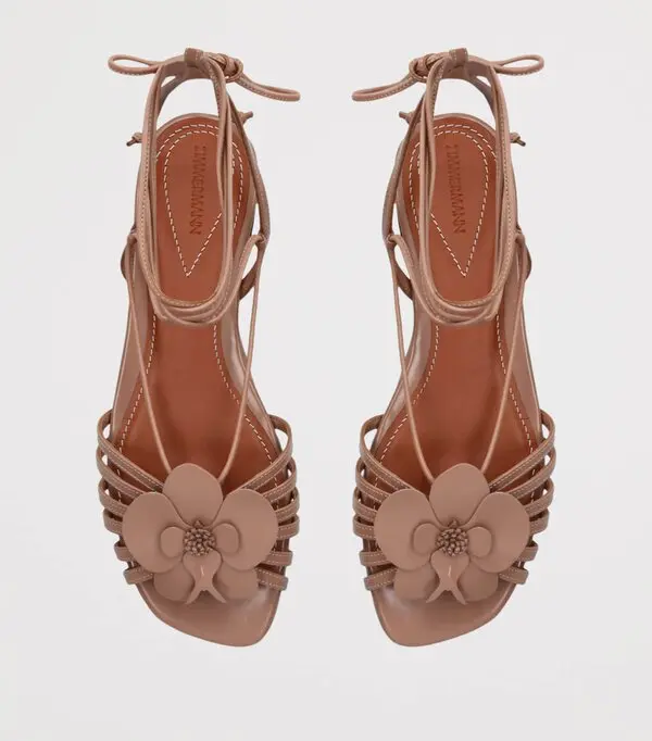 Zimmermann Leather Orchid Tie-fastening Sandals - Nude