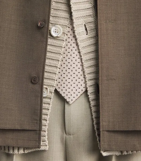 Emporio Armani Silk Wave Jacquard Neck Tie - Beige