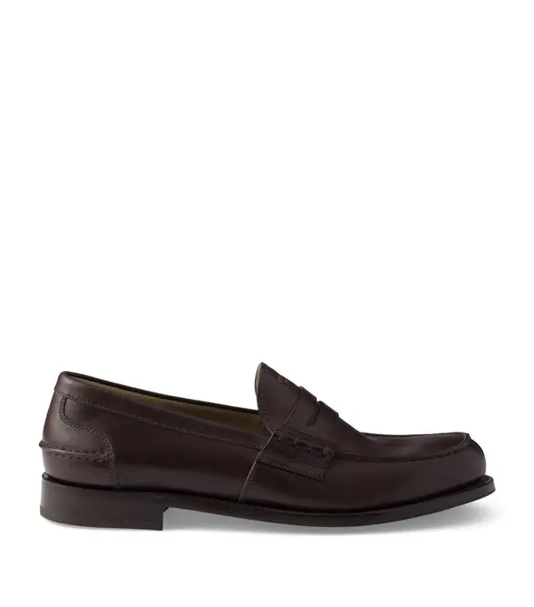 Prada Leather Loafers With Penny Slot Detail