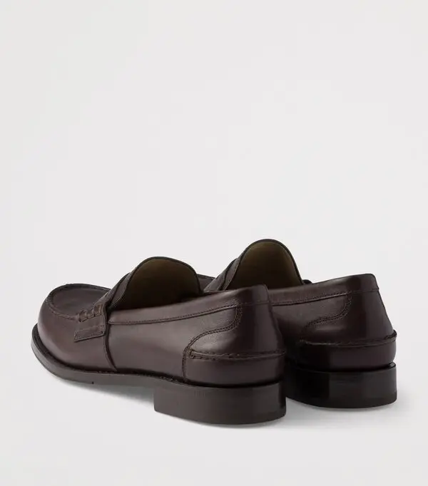 Prada Leather Loafers With Penny Slot Detail
